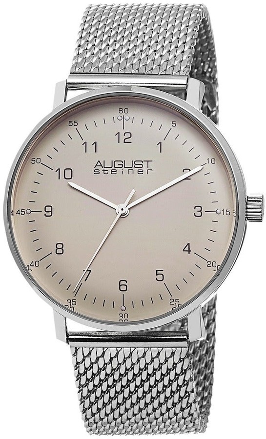 August Steiner Men's Swiss Quartz Stainless Steel Mesh Silver-Tone ...