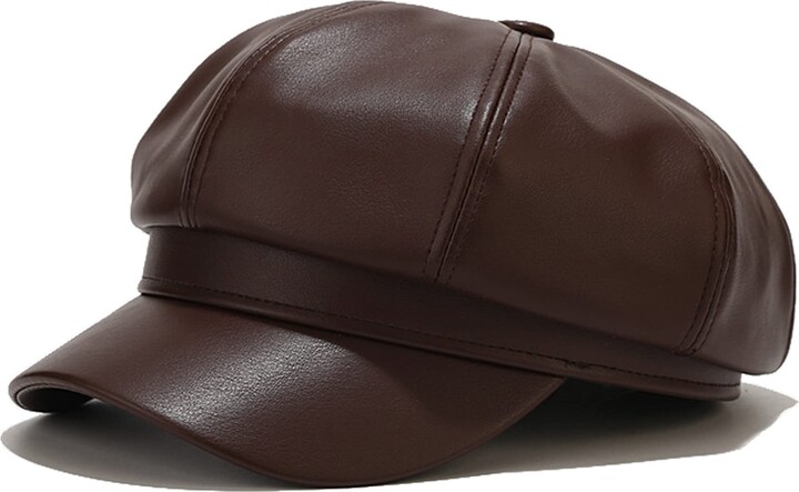 Voilipex Womens PU Leather Newsboy Cap 8 Panel Paperboy Newsie Cap ...