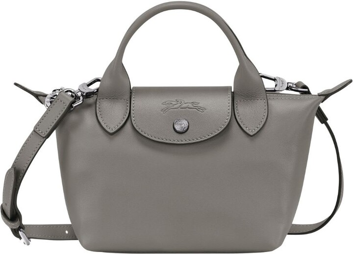 Longchamp 'le Pliage Xtra' Grey Shoulder Bag With Engraved Logo On The ...