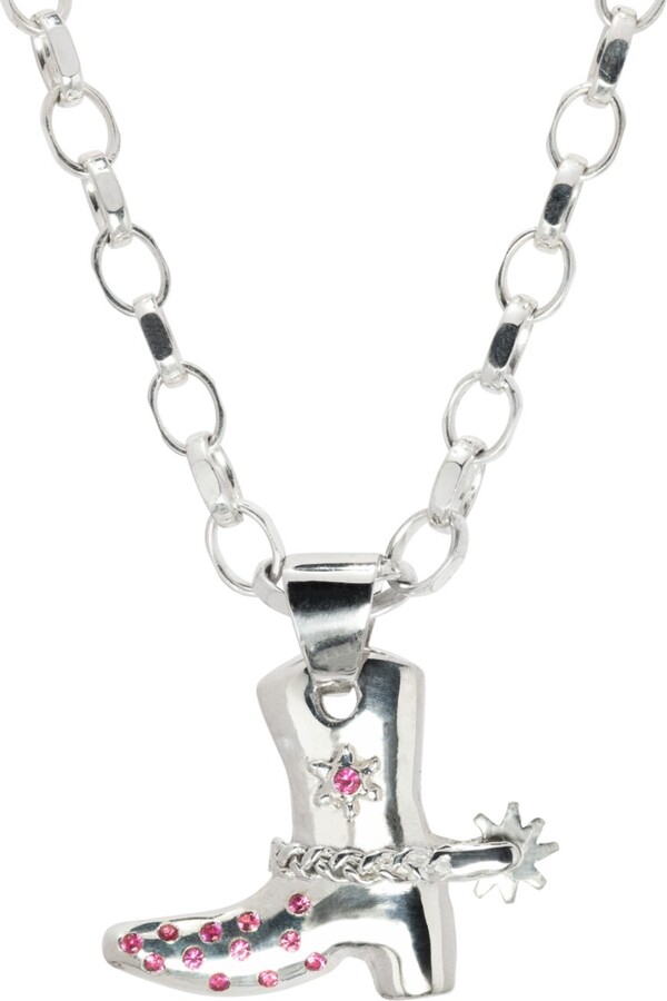 Sade Blake Women's Silver Cowboy Boot Pendant - Pink - ShopStyle Necklaces