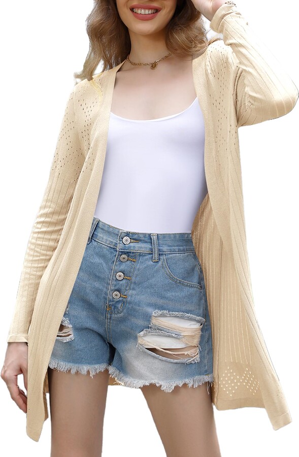 Totatuit Lightweight Long Cardigans for Women Ladies Long Sleeve Open ...