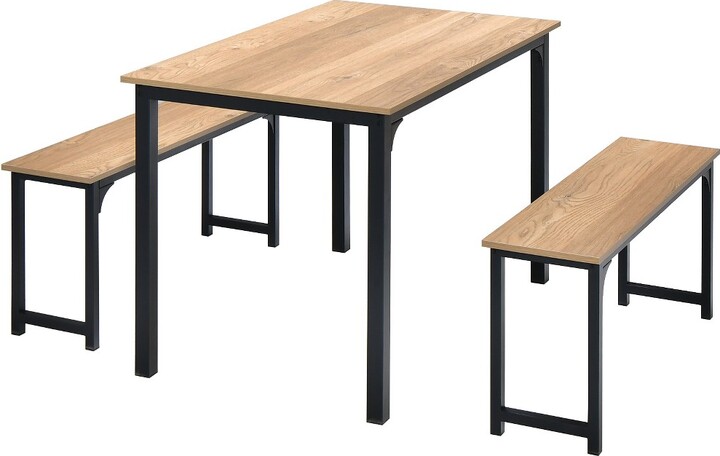 Tangkula 3pcs Dining Table Set for 4 Modern Industrial Counter Height ...