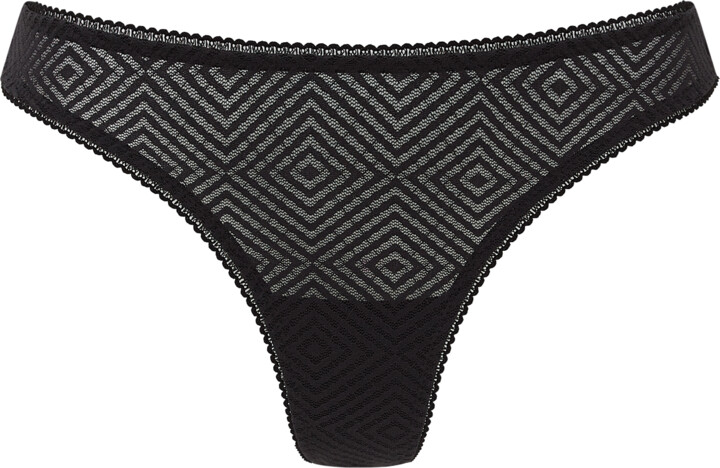 Nudea The Sheer Deco Barely There Thong - Black - ShopStyle