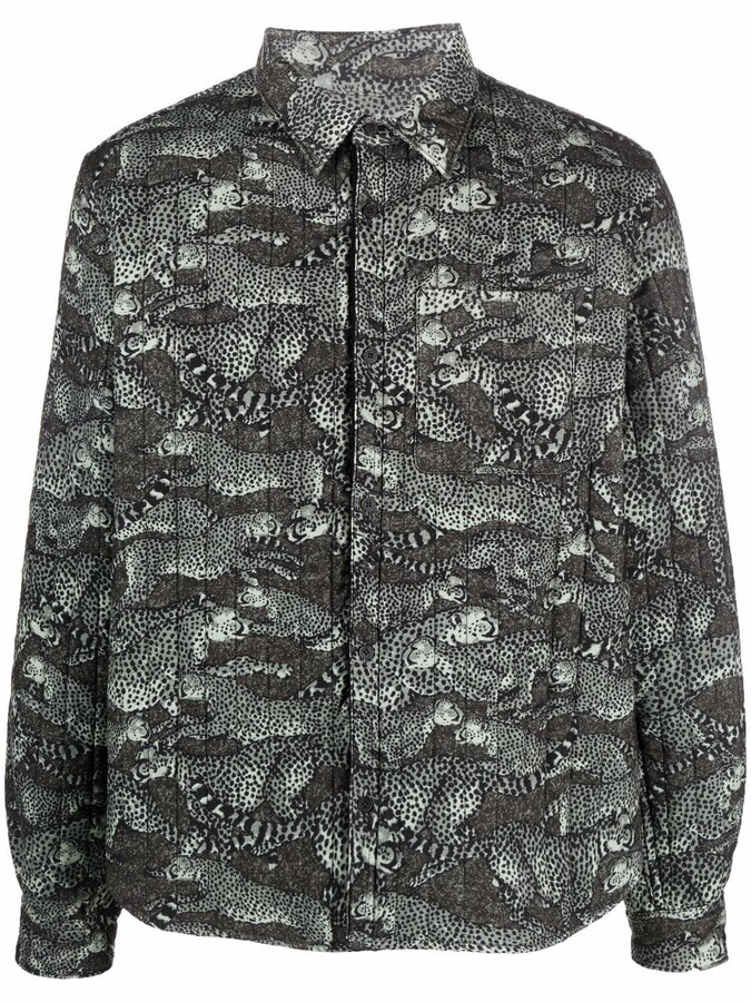 Kenzo Leopard-Print Quilted Shirt Jacket - ShopStyle