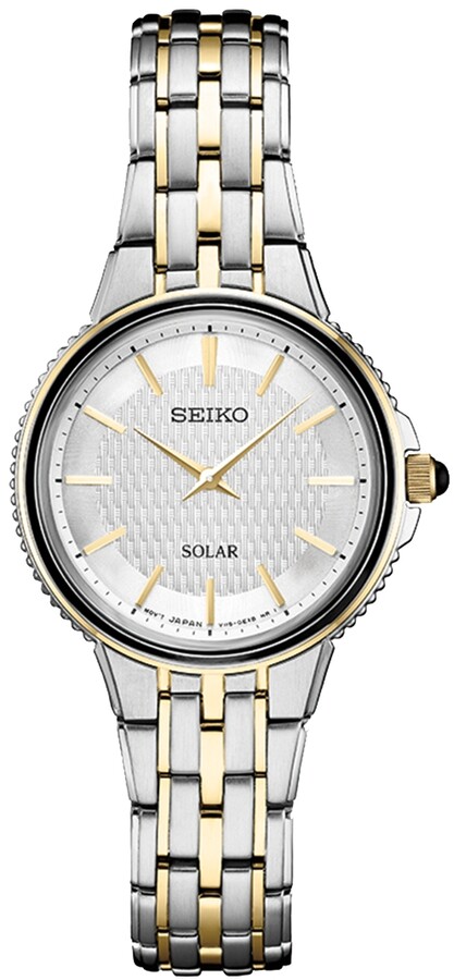 Seiko Women's Solar Essentials Two-Tone Stainless Steel Bracelet Watch 29mm - ShopStyle
