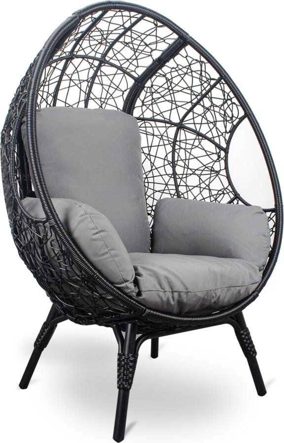 Simplie Fun Patio Pe Wicker Egg Chair Model 3 with Black Color Rattan ...