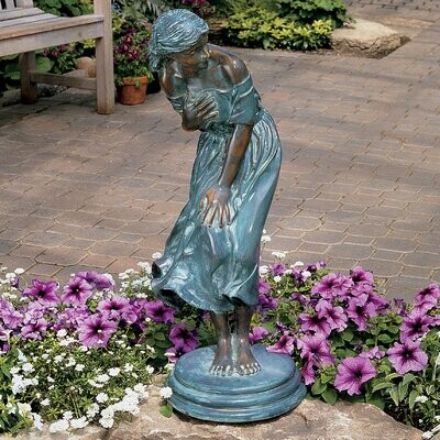 Design Toscano The Windblown Maiden Cast Bronze Garden Statue ...