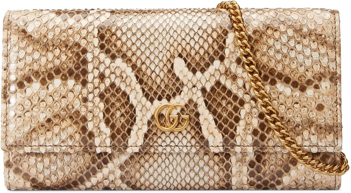 Gucci GG Marmont python chain wallet - ShopStyle