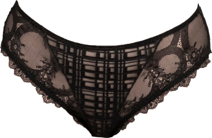 Carol Coelho Women's Black Mind Games Lace & Check Tulle Brief ...