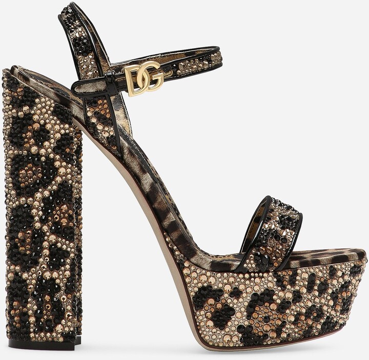 Dolce And Gabbana Satin Platform Sandals With Fusible Rhinestones Shopstyle