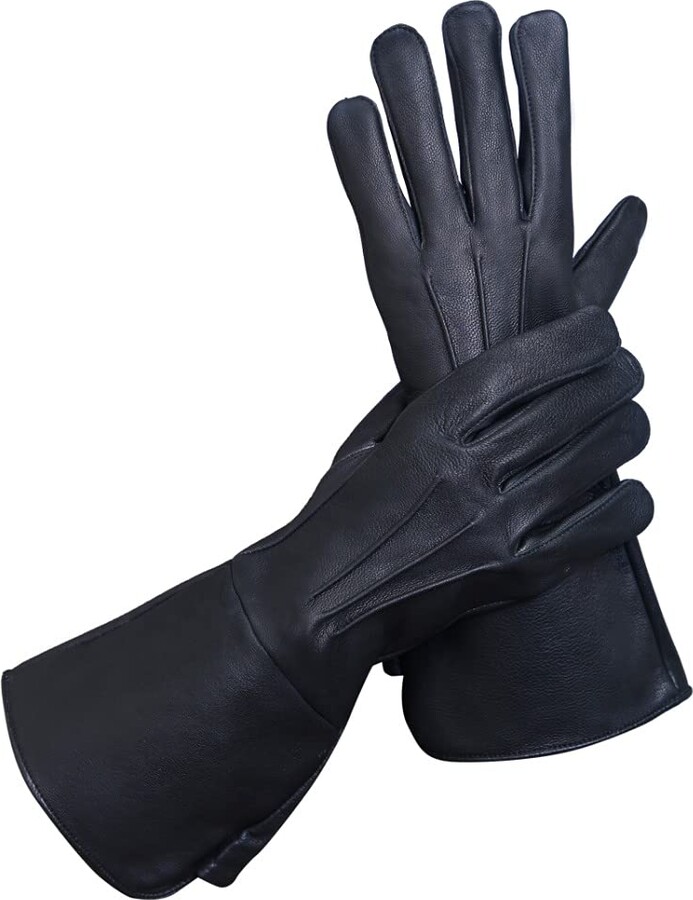 Glamtron Medieval Renaissance Gloves Pure Black Lambskin Leather ...