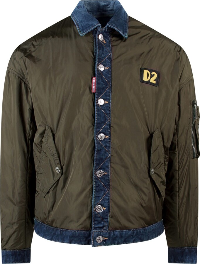 DSQUARED2 Reversible nylon and denim jacket wuth logo patch - ShopStyle