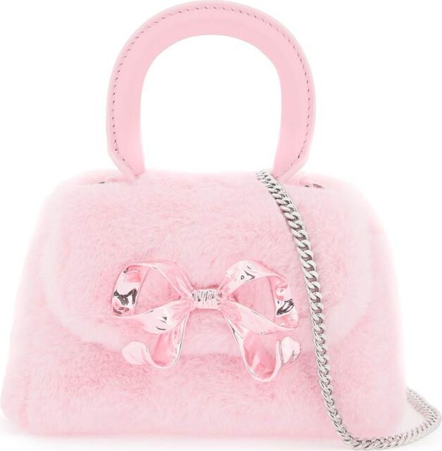 Self-Portrait faux fur 'the fluffy micro bow' bag - ShopStyle