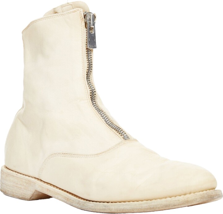 Guidi Cream Full Grain Leather Front Zip Combat Boots - ShopStyle