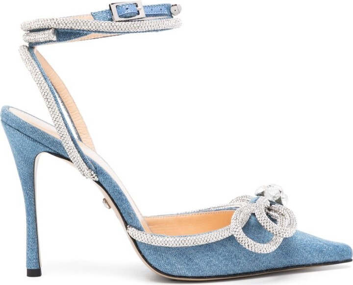 MACH & MACH Blue 115 Double Bow Denim Pumps - ShopStyle