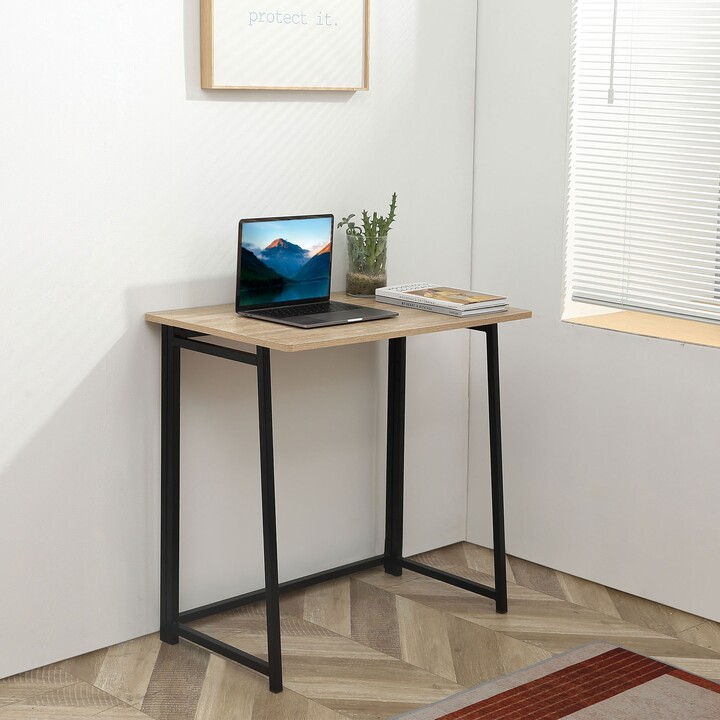HOMCOM Modern Foldable Writing Desk Working Station Folding Table ...