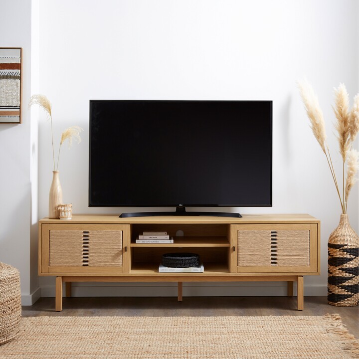Dunelm Hester Extra Wide Oak TV Unit For TVs up to 80" Brown - ShopStyle