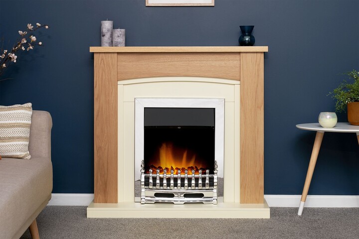 Adam Fires & Fireplaces Chilton Fireplace in Oak & Cream with Blenheim ...