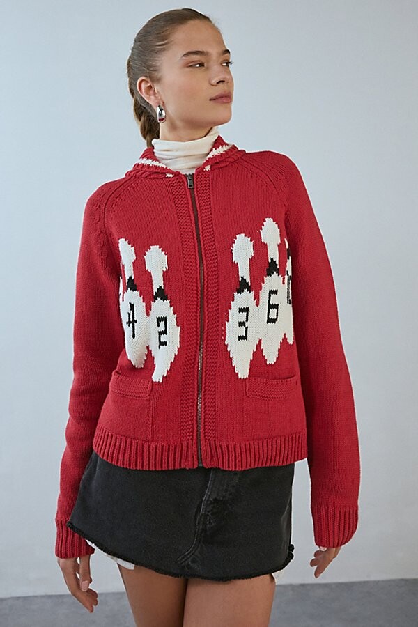 BDG Scottie Graphic Knit Zip-Up Cardigan in Bowling - ShopStyle
