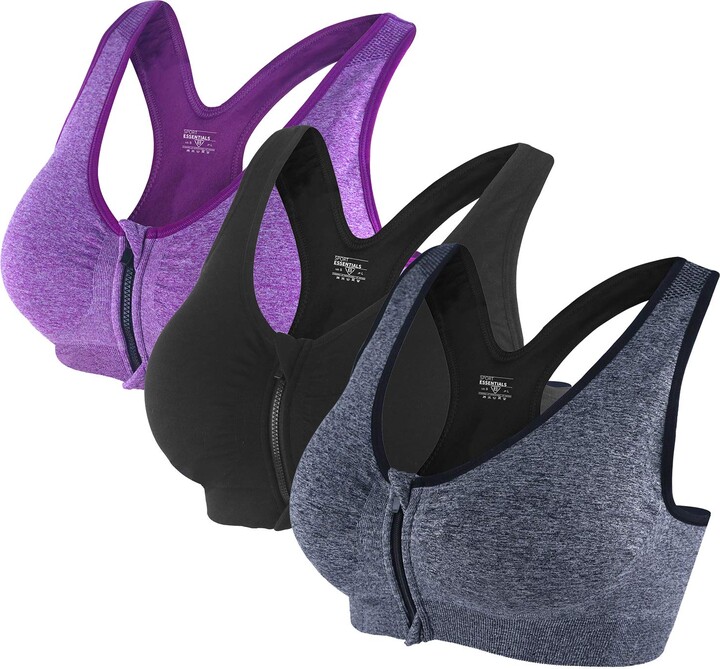 B.BANG&BRSP Women Sports Bra with Front Zip Mid Impact Fitness Yoga Bra ...