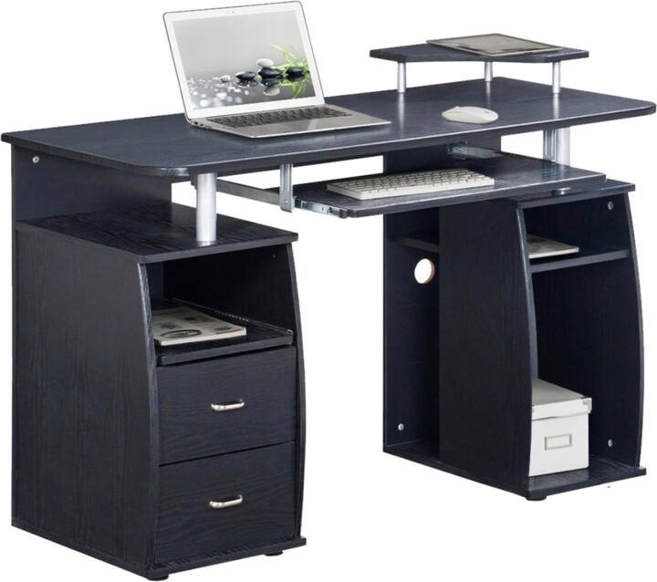 Simplie Fun Complete Computer Workstation Desk With Storage, Espresso ...