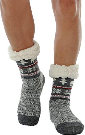 WYTartist Mens Slipper Socks with Grips Super Soft Warm Cozy Fuzzy ...