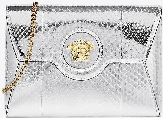 Versace La Medusa Envelope Clutch in Python-Embossed Leather - ShopStyle