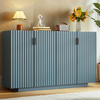 Ebern Designs Modern Fluted Sideboard Cabinet With 4 Doors Buffet Storage Credenza With ...
