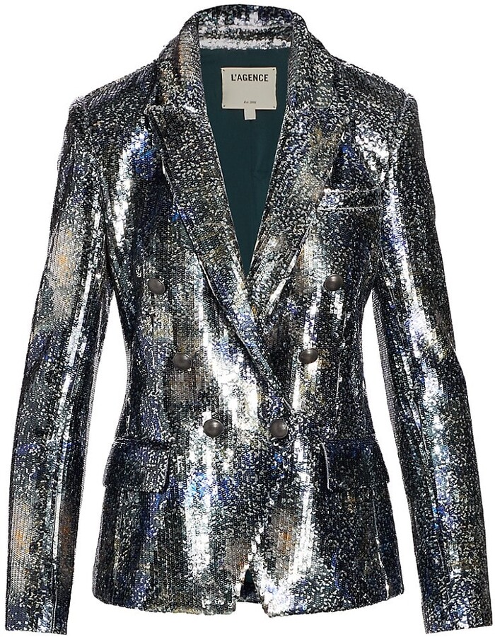 L'Agence Kenzie Sequin Double Breasted Blazer - ShopStyle