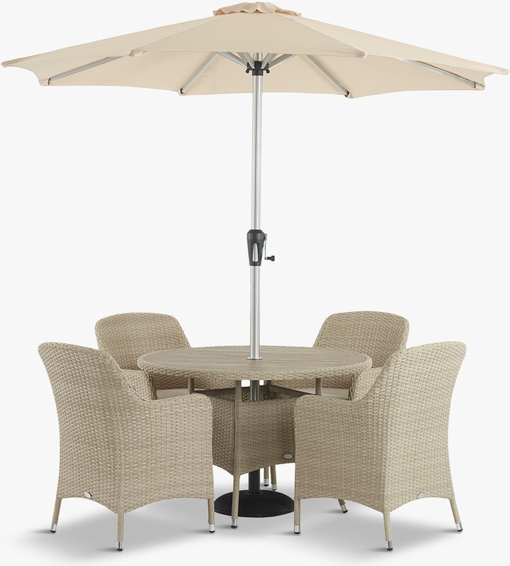 Bramblecrest Tetbury Round 4 Seat Table with Parasol and Base ...