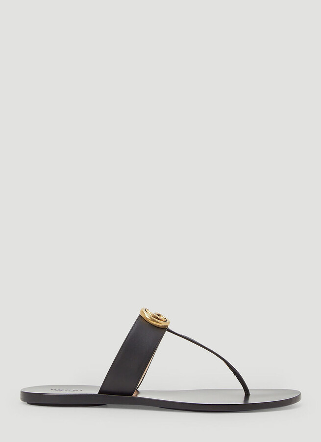Gucci GG Marmont T-Bar Sandals in Black - ShopStyle