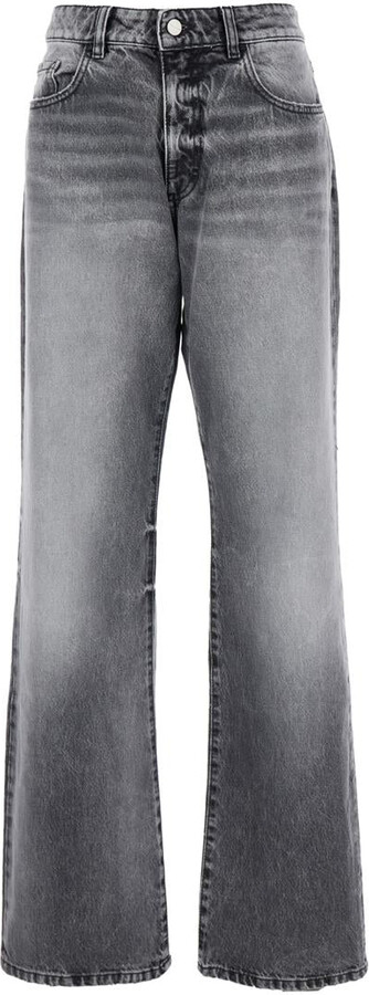 Icon Denim Grey Jeans With Wide Leg And Logo Patch On The Rear In Denim ...