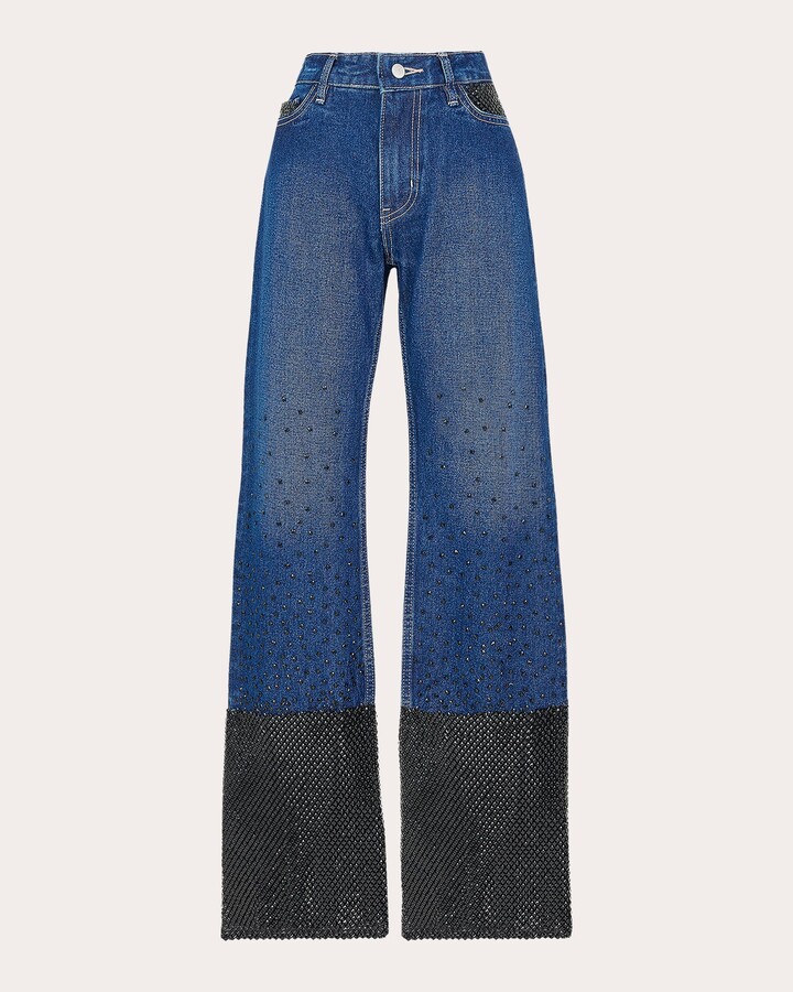 Mariandree Gaitan Mattay Crystal Embellished Wide-Leg Jeans - ShopStyle