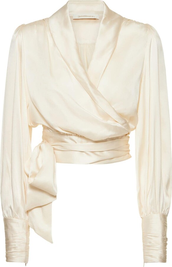 Zimmermann Silk wrap shirt - ShopStyle Long Sleeve Tops