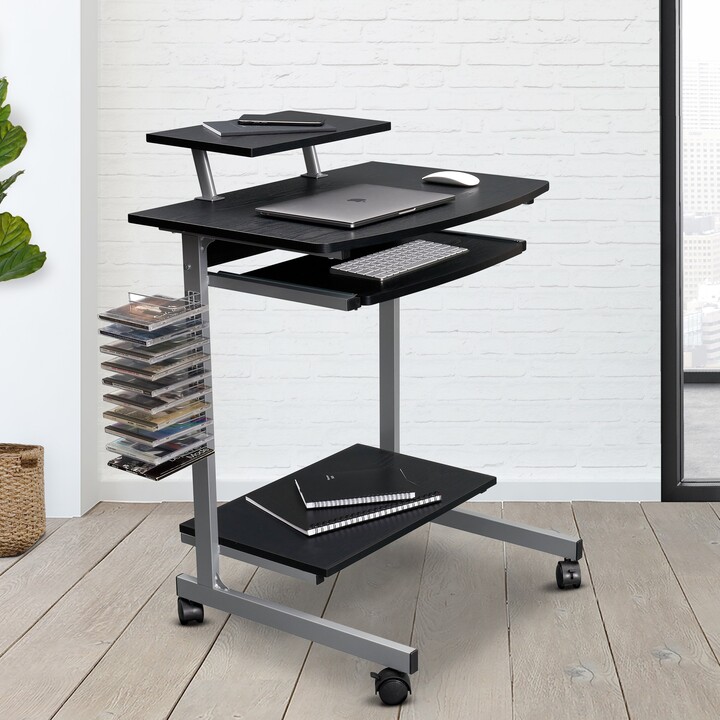 RASOO Compact Computer Cart With Storage , Adjustable Shelf , Keyboard ...