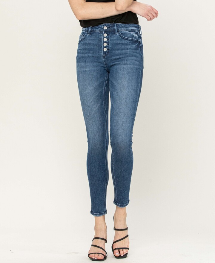 Flying Monkey Women's High Rise Button Up Skinny Jeans - ShopStyle