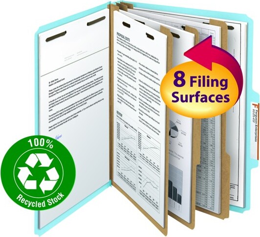 Smead 100% Recycled Pressboard Classification File Folder, 3 Dividers ...
