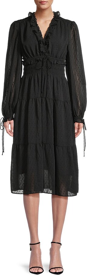 STELLAH Ruffle Texture Chiffon Midi-Dress - ShopStyle Day Dresses