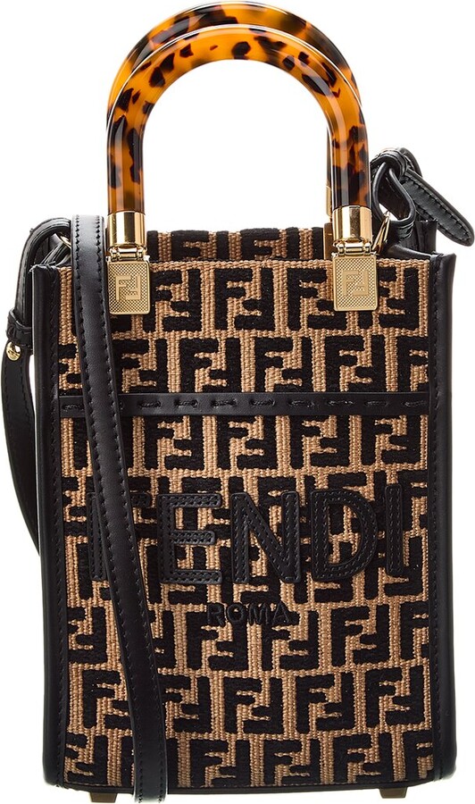 Fendi Sunshine Mini Raffia & Leather Tote - ShopStyle