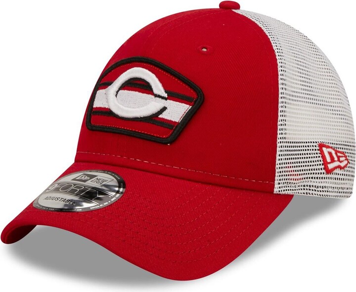New Era Men's Red and White Cincinnati Reds Logo Patch 9FORTY Trucker ...