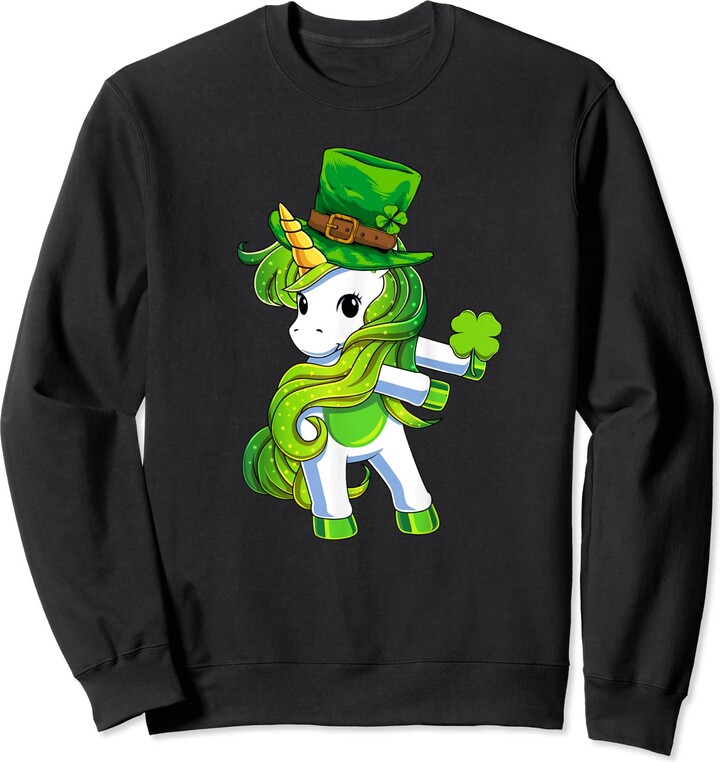 Unicorn St. Patrick's Day Lucky Co Unicorn St. Patrick's Day with a Leprechaun Hat Sweatshirt ...