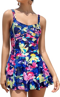 CreoQIJI One Piece Women's Plain Bikini Neon Yellow One Piece Swimsuit ...