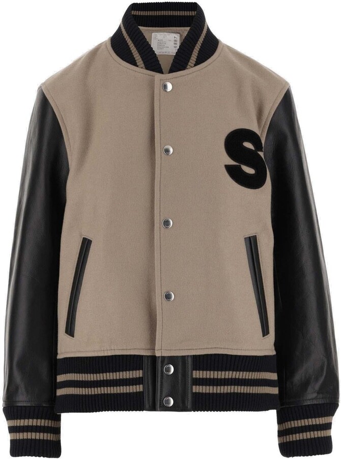 Sacai Logo Patch Button-Up Varsity Jacket - ShopStyle
