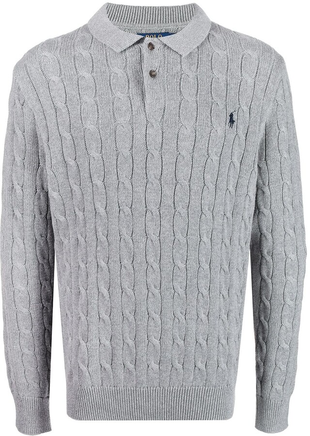 Polo Ralph Lauren Polo Pony cable-knit polo shirt - ShopStyle
