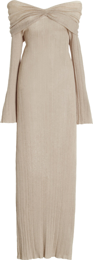 AYA MUSE Exclusive Joysa Off-The-Shoulder Knit Linen-Blend Maxi Dress ...