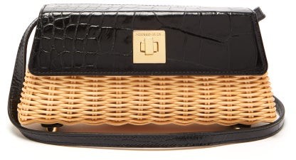 Sparrows Weave - The Clutch Wicker And Leather Cross-body Bag - Black ...