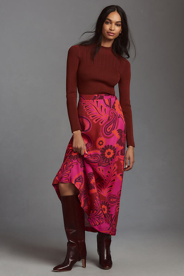 Farm Rio Bold Floral Satin Maxi Skirt - ShopStyle