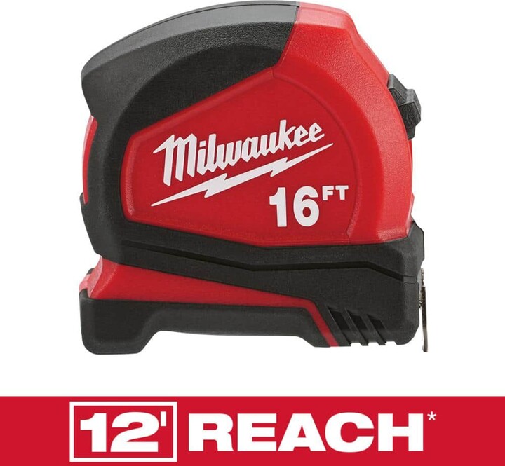 Milwaukee Compact 16 ft. SAE Tape Measure with Fractional Scale and 8 ...