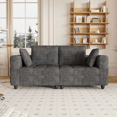 Dakota Fields Quick Assembly Cozy Grey Fabric Sofa For Modern Living Spaces And Apartments ...