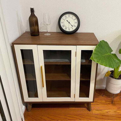 George Oliver Sideboard Buffet Cabinet, Modern Curio Cabinet 3-Tiers ...